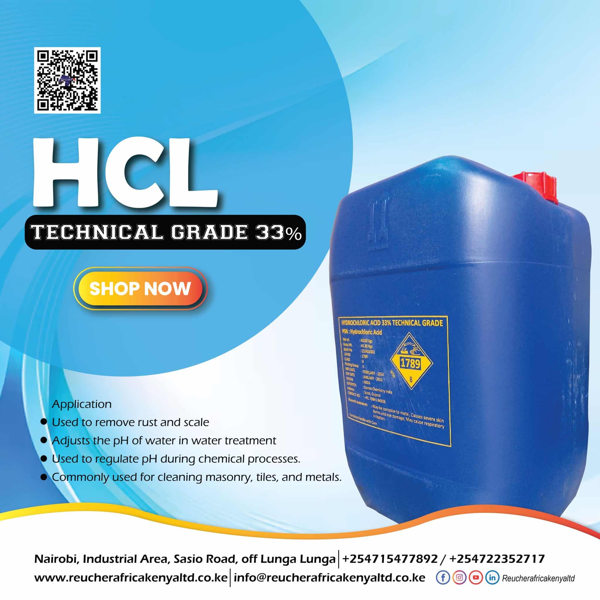Hydrochloric Acid (HCL) - REUCHER AFRICA KENYA LIMITED